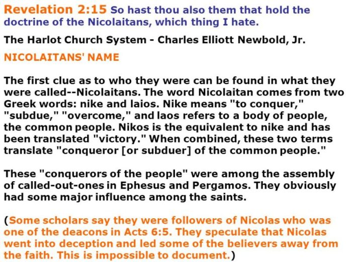 THE DEEDS AND DOCTRINE OF THE NICOLAITANS (Part 2) - SafeGuardYourSoul